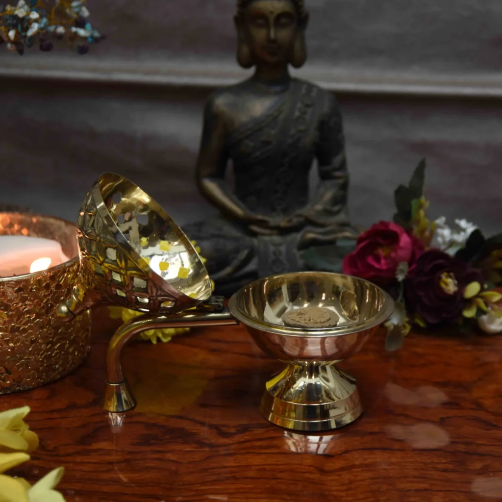 Golden Brass Dhuni for Pooja – Traditional & Durable